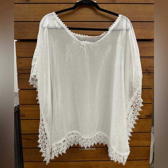 Swim | White Sheer Bathing Suit Poncho Coverup | Poshmark